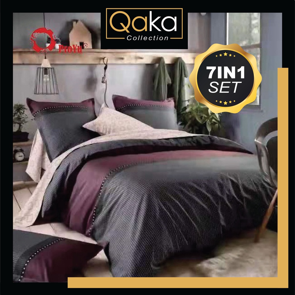 CADAR 5D BERCORAK MODERN (7IN1) SET COMFORTER BEDSHEET COTTON LEMBUT ...