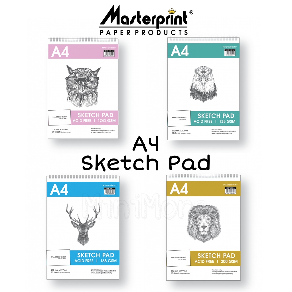 (MiniMore) Masterprint A4 Sketch Pad - 100/135/165/200 gsm *20sheet ...