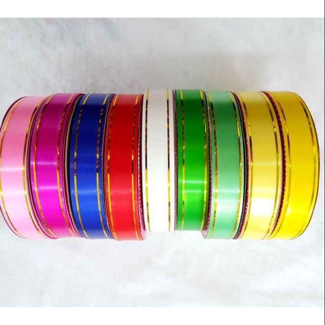 PVC Ribbon 18mm x 10yrd & 20yrd (with gold line) 1pcs | Shopee Malaysia