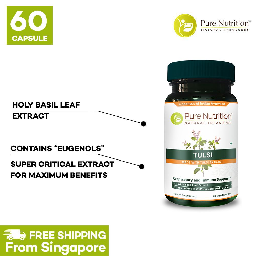 Pure Nutrition Tulsi Extract 708mg (Equiv. 2585mg Basil Leaf Powder ...