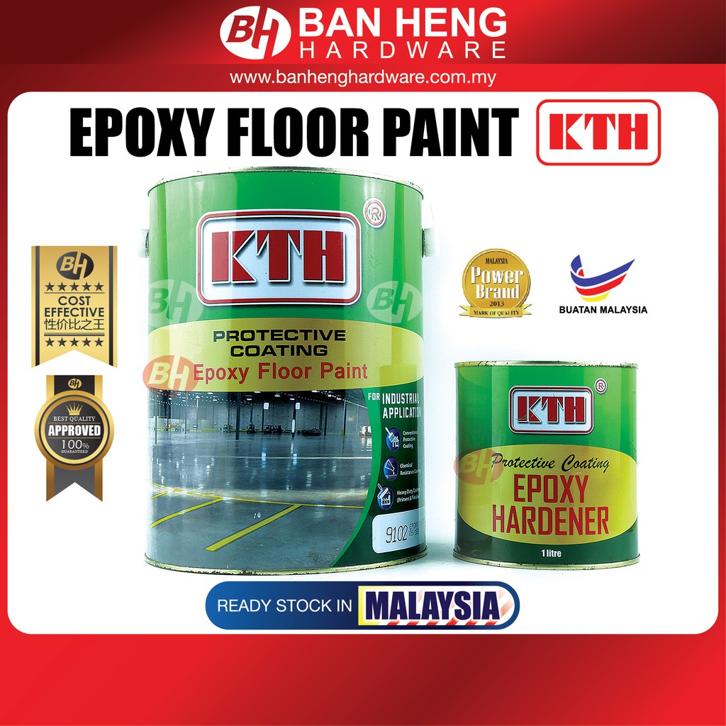 【Ready Stock in Malaysia】KTH Two Pack Epoxy Floor Paint - 4 Liter + 1 ...