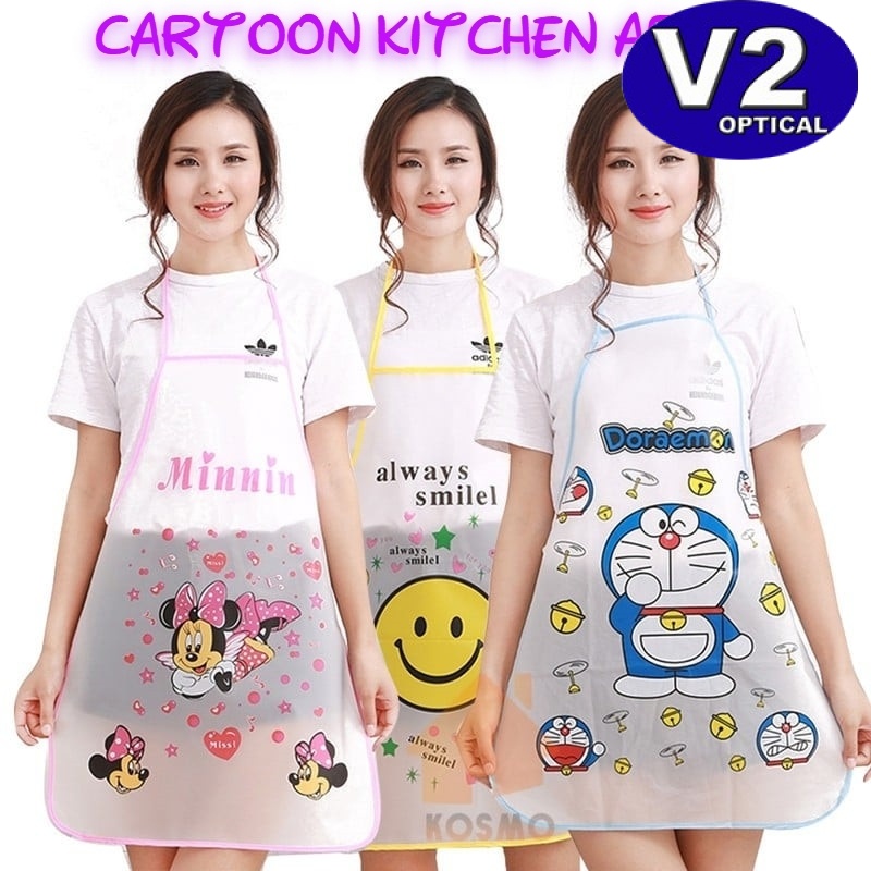 Cute Cartoon Kitchen Apron Home Cleaning Apron Anti Oil Cooking ...