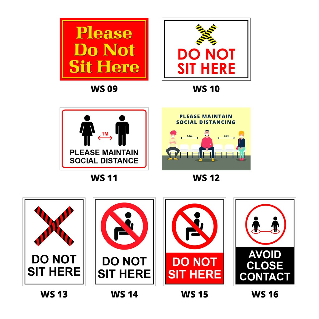 SOCIAL DISTANCING STICKER (1PC) - PLEASE DO NOT SIT HERE / AVOID CLOSE ...