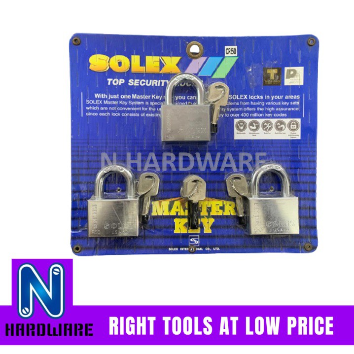 100% Original SOLEX CR50 MASTER KEY SET PADLOCKS - 40MM | Shopee Malaysia