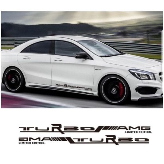 Black/ White AMG Turbo Side Door Decals Stickers for Mercedes Benz AMG ...