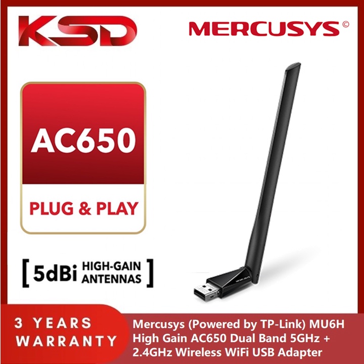 Mercusys (Powered by TP-Link) MU6H High Gain AC650 Dual Band 5GHz + 2 ...