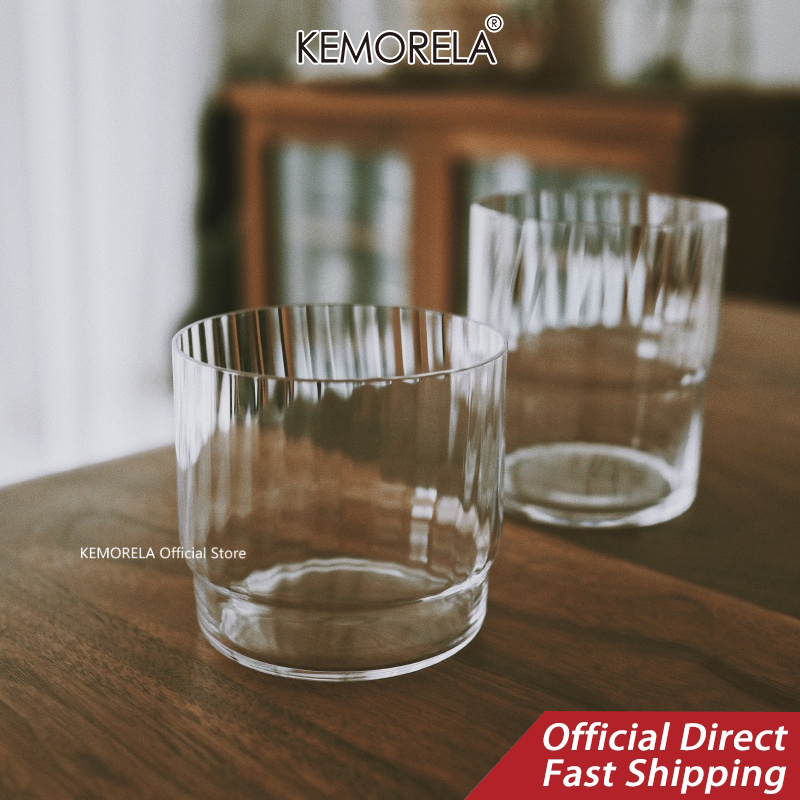 KEMORELA Glass clear crystal glass inner vertical bar texture ultra ...