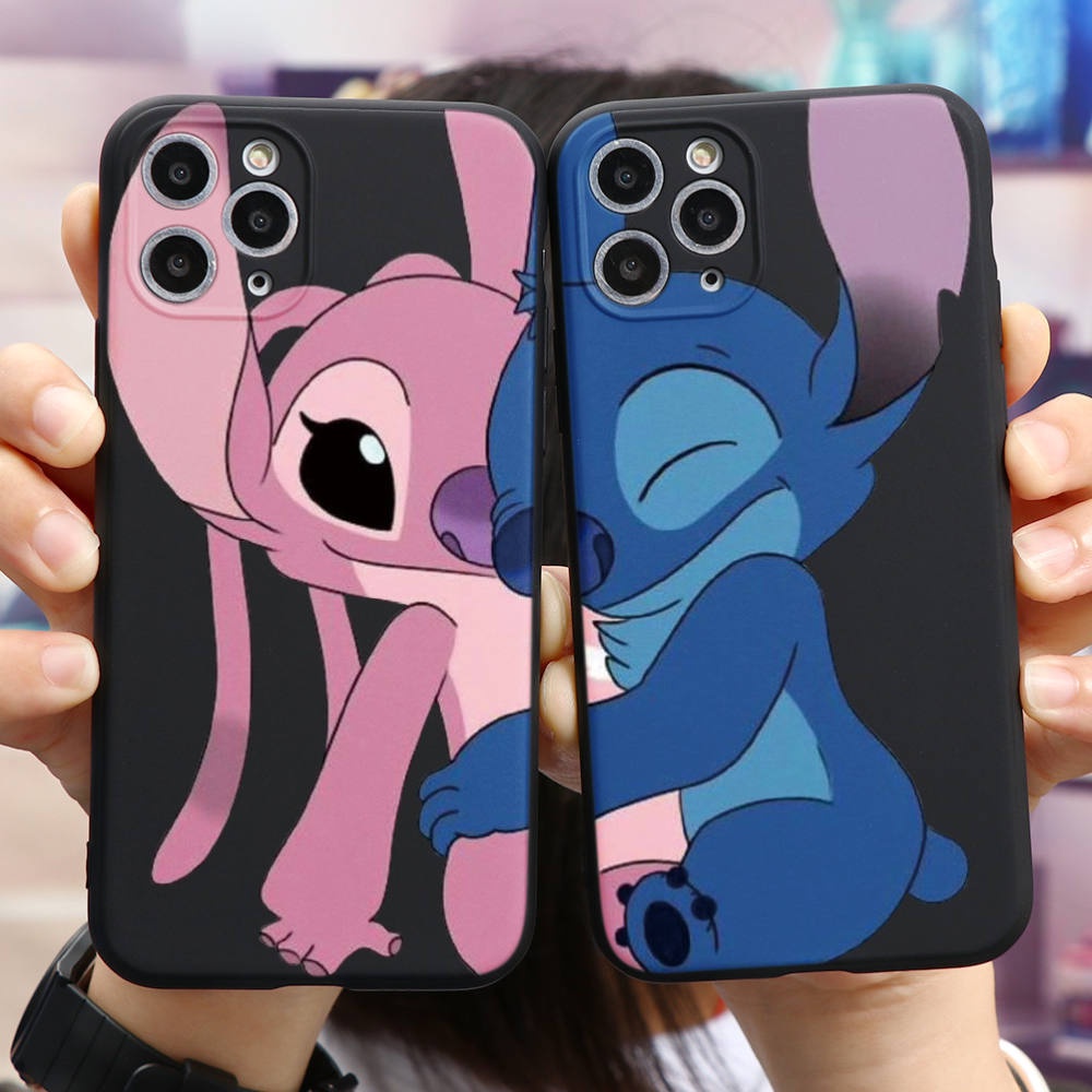 Stitch Cartoon Couple Black Soft Case For Apple iPhone 12 Mini Pro Max ...