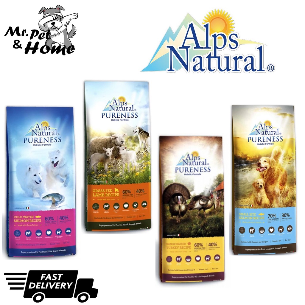ALPS NATURAL PURENESS DOG FOOD 13KG - (SMALL BITE,SALMON, LAMB, TURKEY ...