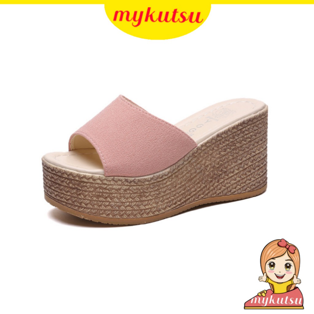 MYKUTSU Jasmine Women Wedges Plus Size Bottom Thick Wedge Sandals Kasut ...