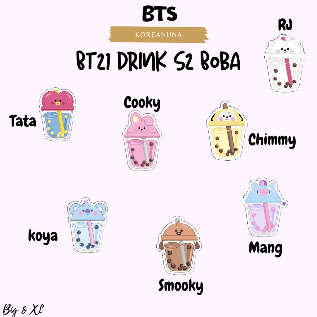 Kpop Bts Bt21 Drink Boba Sticker Decoration Hp Laptop Note Book ...