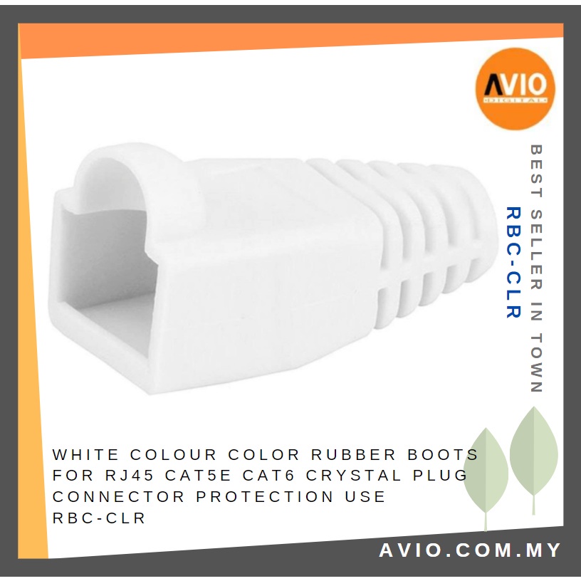 White Rubber Boots RJ45 LAN Network Internet Cat5e Cat6 Crystal Plug ...