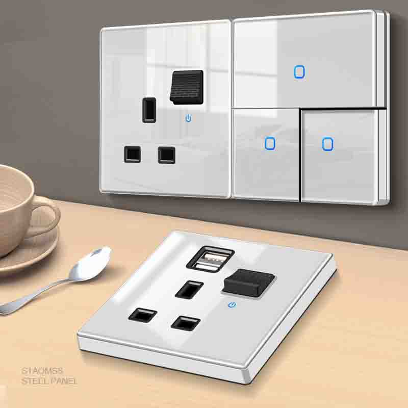 【Full Tempered Glass】Malaysian 13A Wall Power Socket LED Indicator ...