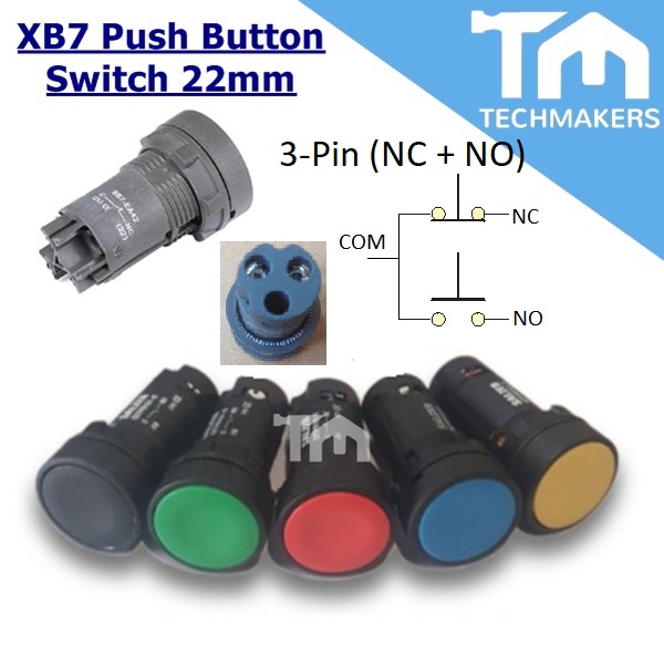 Economical XB7 Push Button Switch 22mm Normally Open NO Spring (Yellow ...
