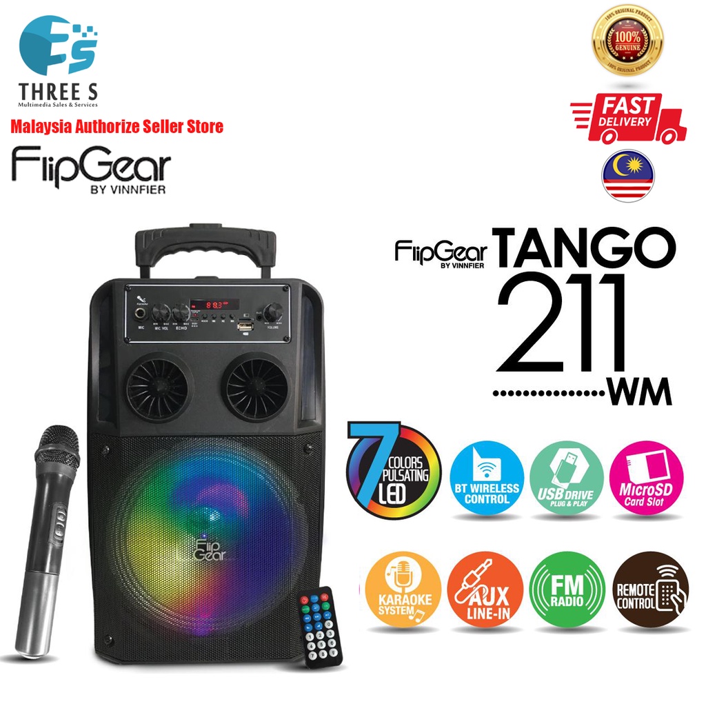 Vinnfier FlipGear Tango 211 WM 2019 Portable Trolley Speaker with Karaoke System/Bluetooth/Tango ...