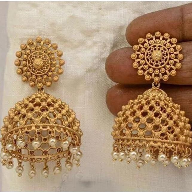 Matte Gold Indian Jhumka Earrings - 4.5cm (Ready stock in Malaysia ...