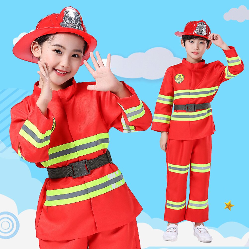 Firefighter Work Wear Uniform Fireman Sam Cosplay Carnival Halloween ...