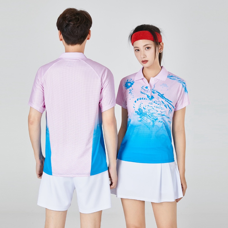 Badminton uniform Men's and women's summer sports suit Badminton lapel ...