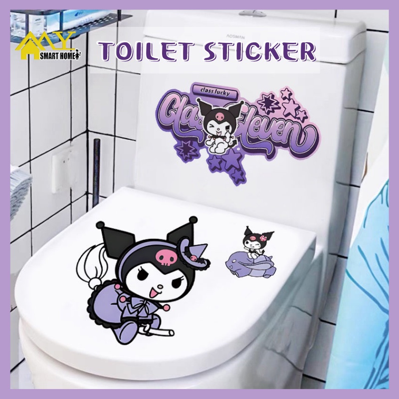 Kuromi Toilet Stickers Cartoon Toilet Lid Decals Toilet Sticker Kids ...