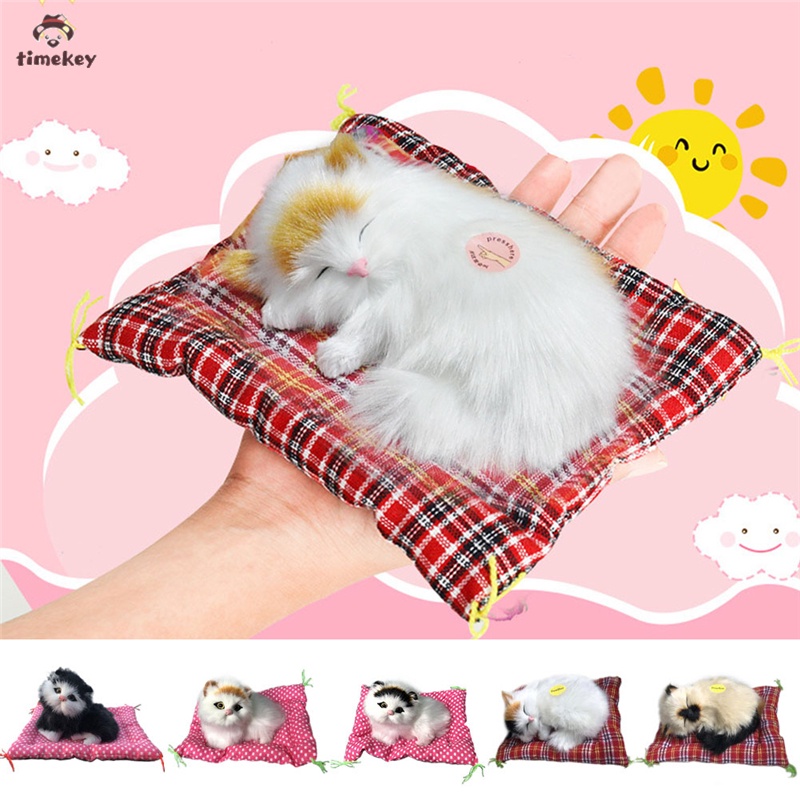 Timekey Simulation Plush Mat Cat Toys Sleeping Stuffed Cats With Sound ...