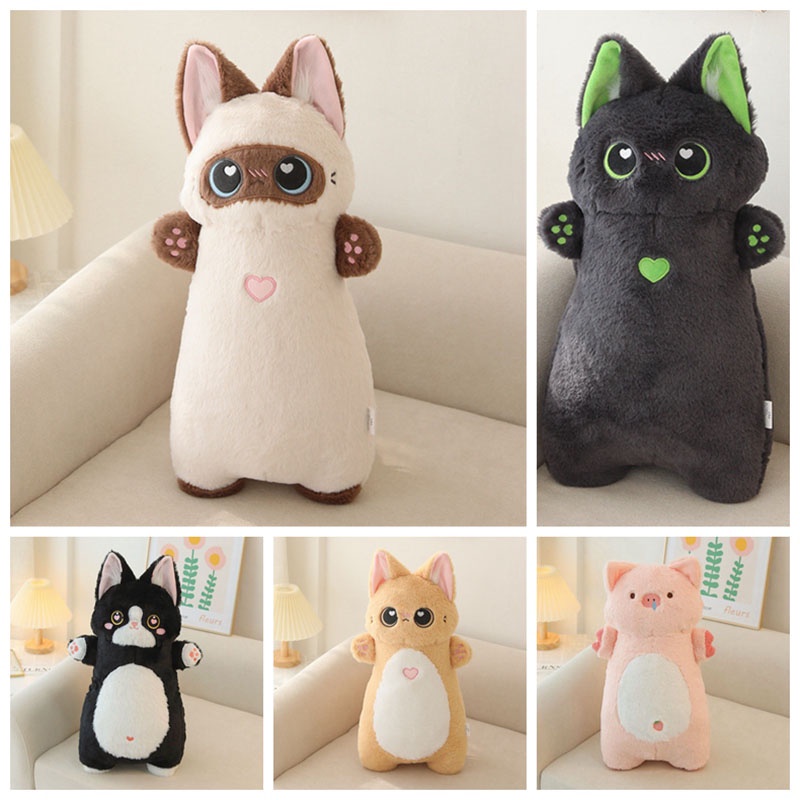 Kawaii 53cm Cartoon Cat Stuffed Dolls Girls Boys Soft Animal Reading ...