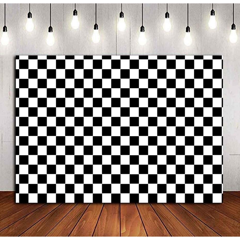 5x3ft Cosplay Party Banner Checkered Flag Photography Backdrop White ...