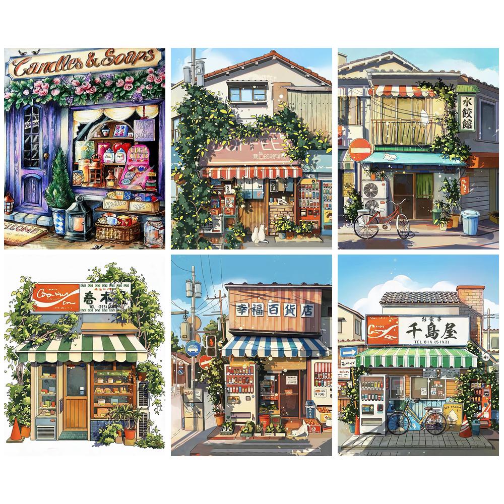 RUOPOTY 60x75cm/50x65cm/40x50cm Frame Coloring By Numbers House ...