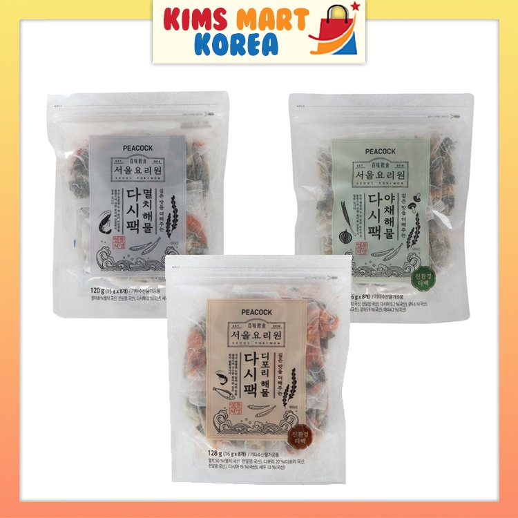 Peacock Korean Seoul Yoriwon Dashi Pack Dried Mix Vegetable, Anchovy ...