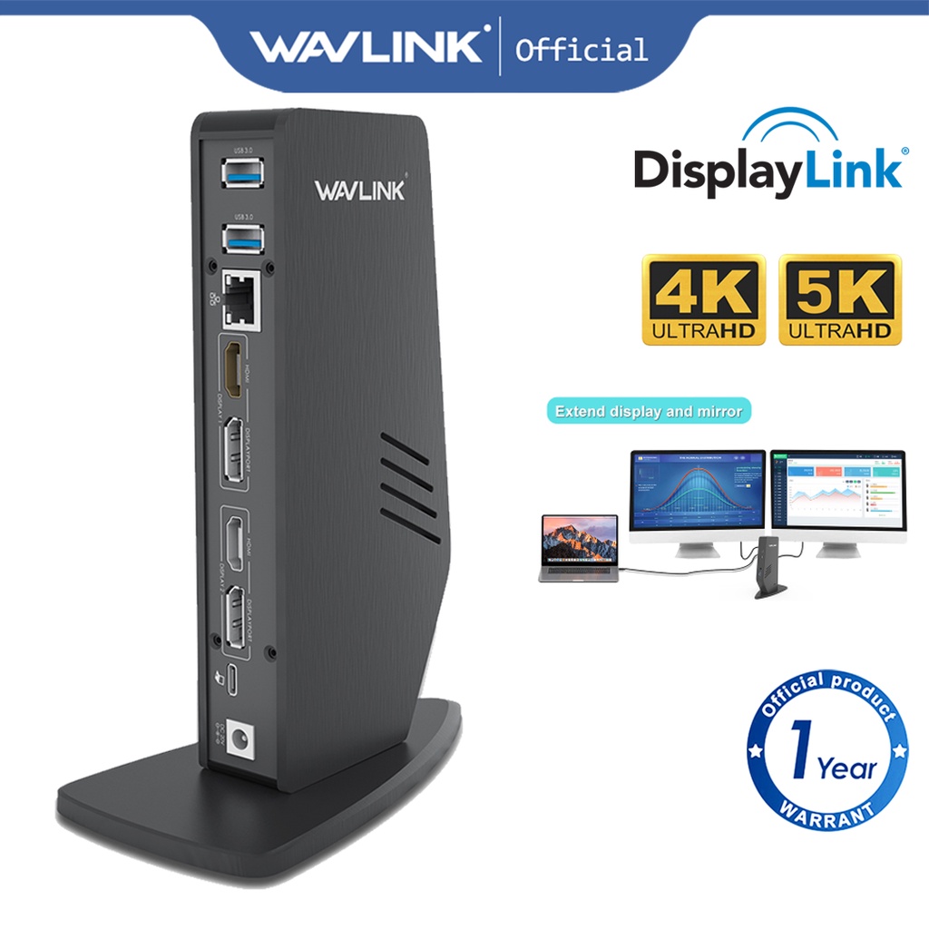 Wavlink USB-A/C Displaylink Dual 4K HD Multiple-Display Universal ...