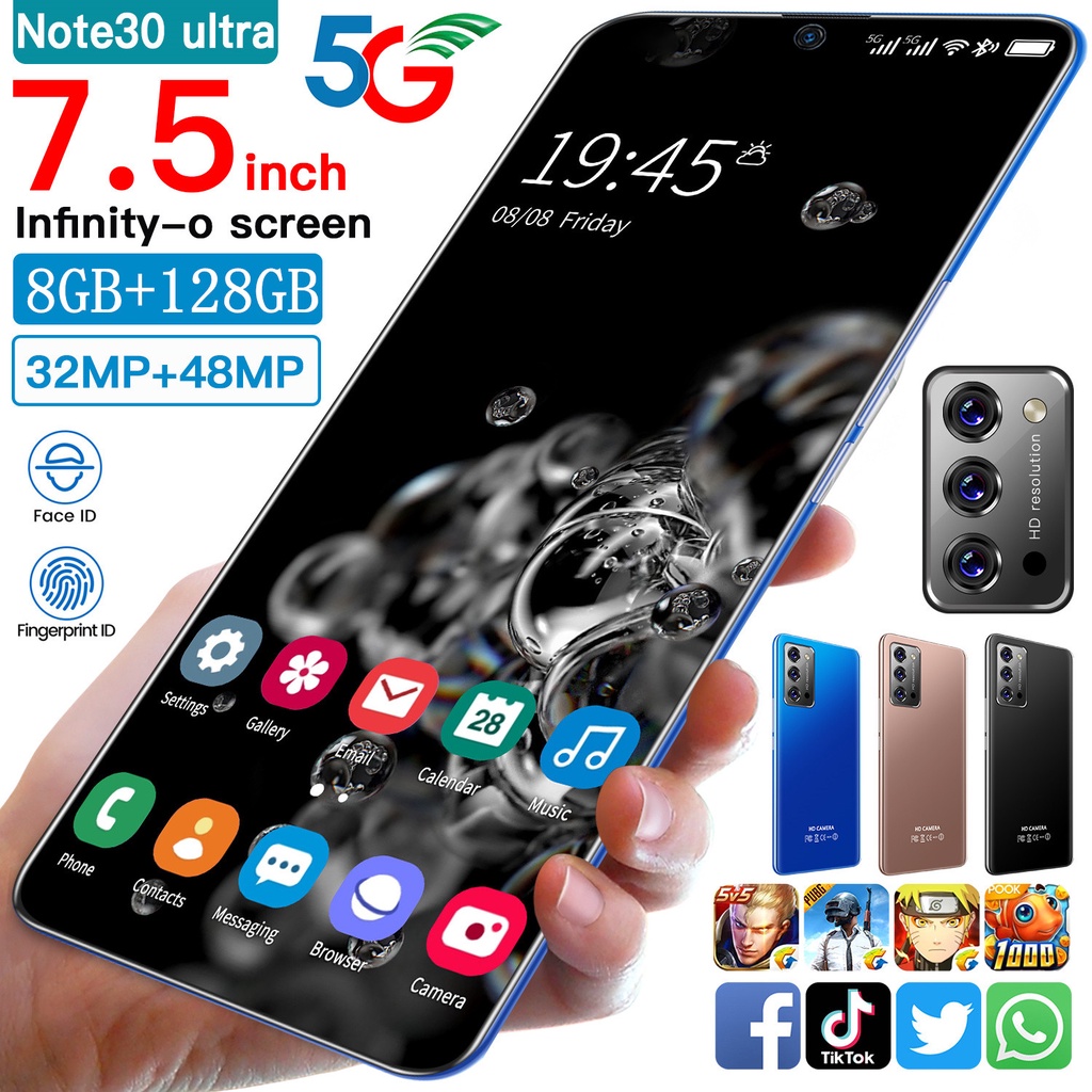 Note30 Ultra Smart Phone 7.5 inch Full Display 8GB RAM+128GB ROM Dual ...