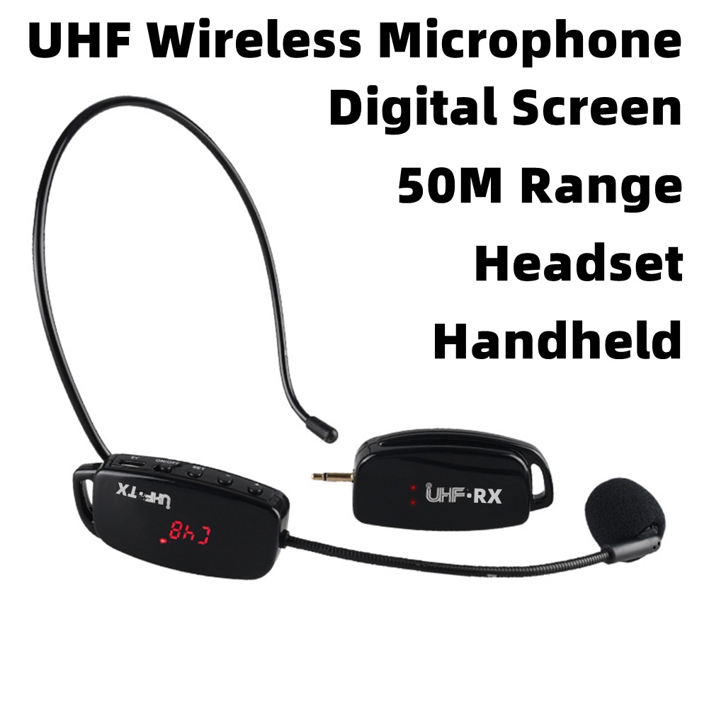 UHF Wireless Microphone Headset Headset And Handheld 2in1 50M Range ...
