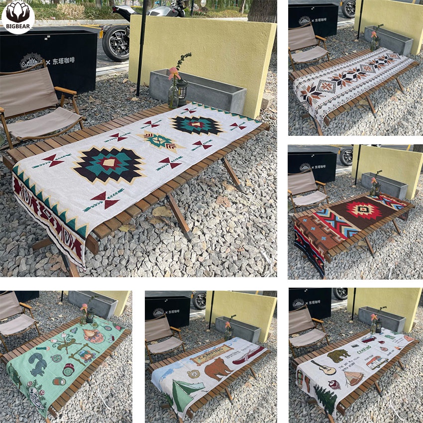 Jacquard Table Cloth Camping Cotton Coffee Table Runner Sofa Blanket ...