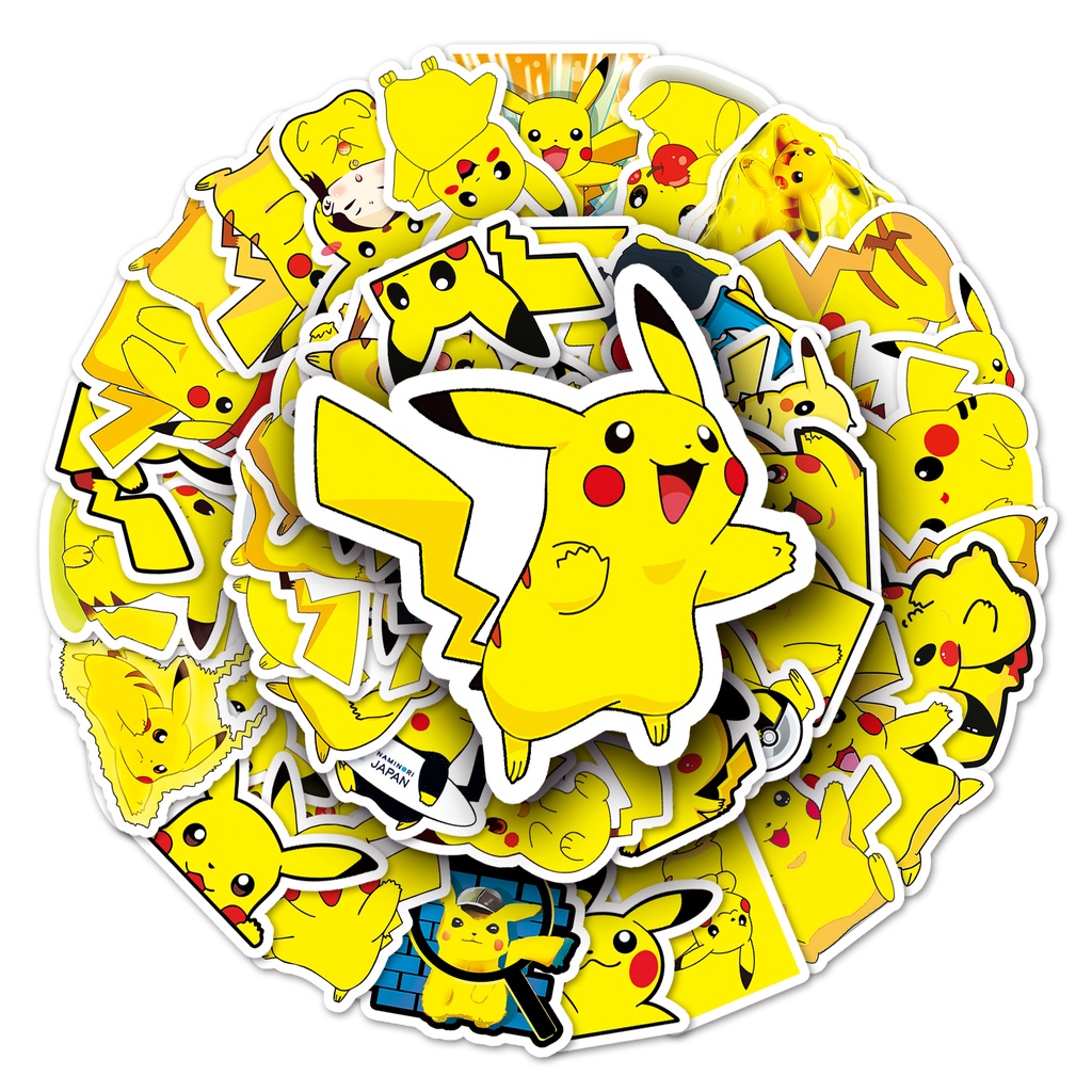 50 Piece Funny Pikachu Pokemon DIY Creative Motor Stickers Car Stickers ...