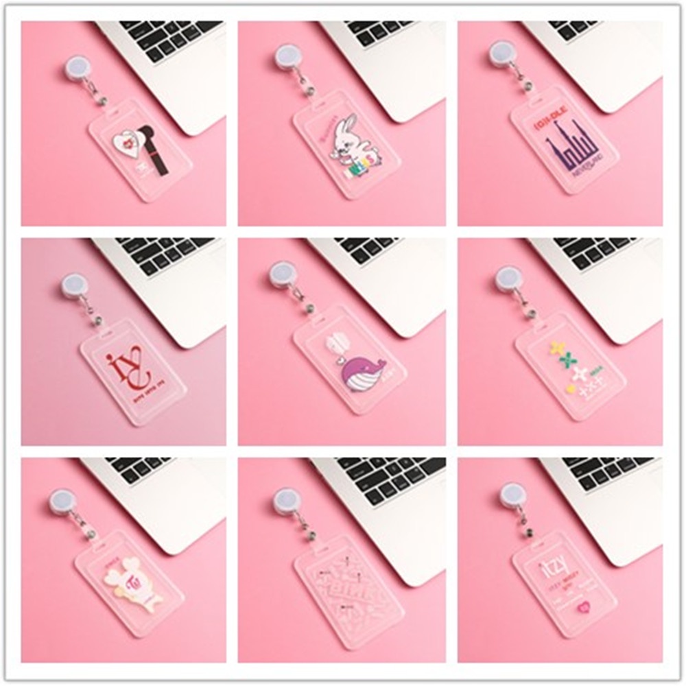 Korean Idol Group Cute Cartoon Retractable Card Holder V LISA TXT TWICE ...