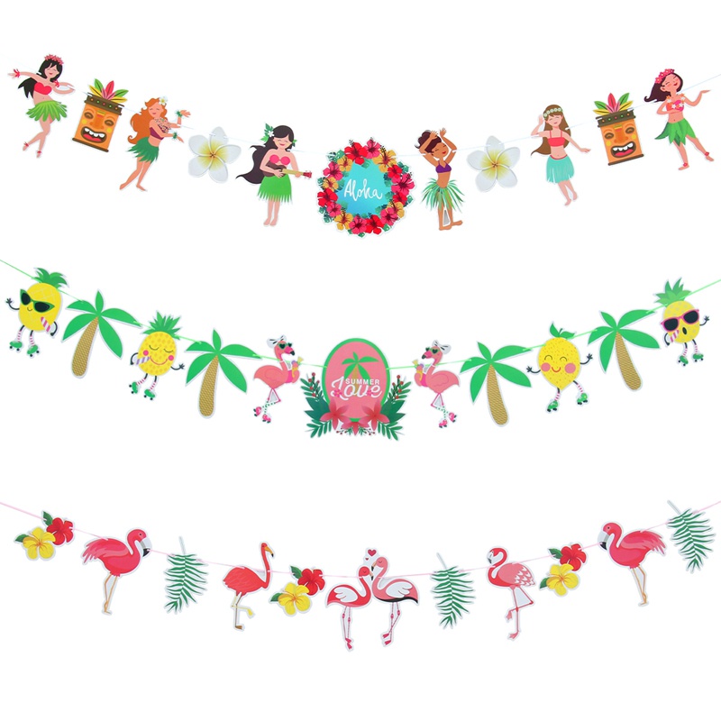 1PC Hawaiian Theme Banner Hawaii Party Decoration Flag Summer Beach ...