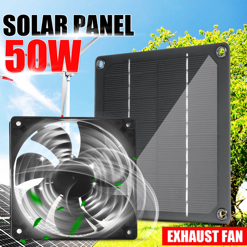 12V 50W Mini Portable outdoor solar panel exhaust fan IP65 greenhouse ...