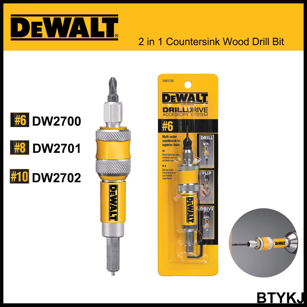 Dewalt 2 in 1 Countersink Wood Drill Bit #6 #8 #10 Drill Flip Drive ...