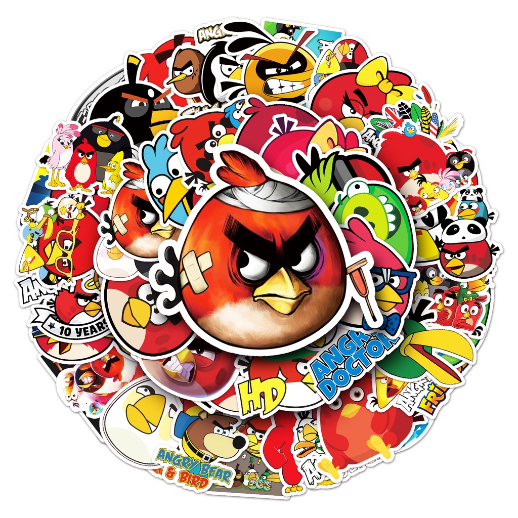 50 Piece Funny Angry Bird DIY Creative Motor Stickers Car Stickers ...