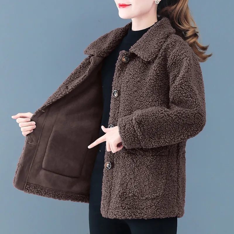 Women's Medium Length Thick Lamb Wool Jacket | Shopee Malaysia