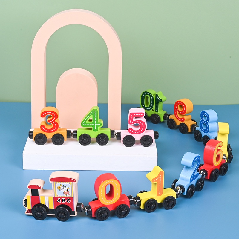 27pcs Magnetic ABC Wooden Alphabet/Number Magnet Train Educational Toy ...