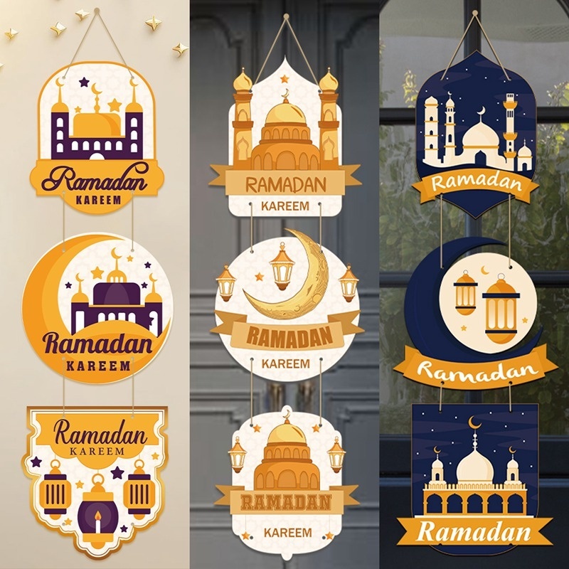 Ramadan Kareem Door Hanging Pendant Hari Raya Paper Ramadan Door Sign ...