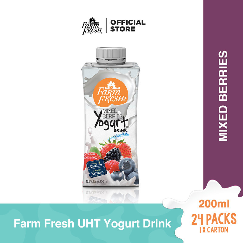 Farm Fresh UHT Yogurt Drink Mixberry 200ml x 24 Packs | Shopee Malaysia