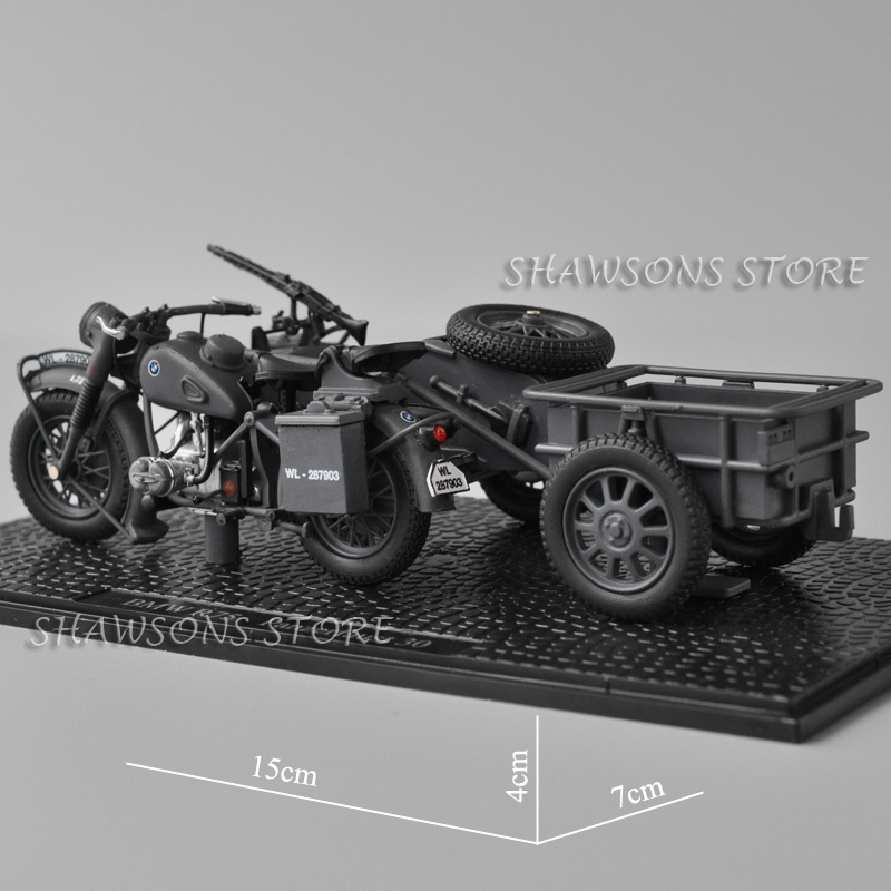 1:24 Scale Diecast Military Model Toy BMW R75 Panzerfaust 30 Sidecar ...