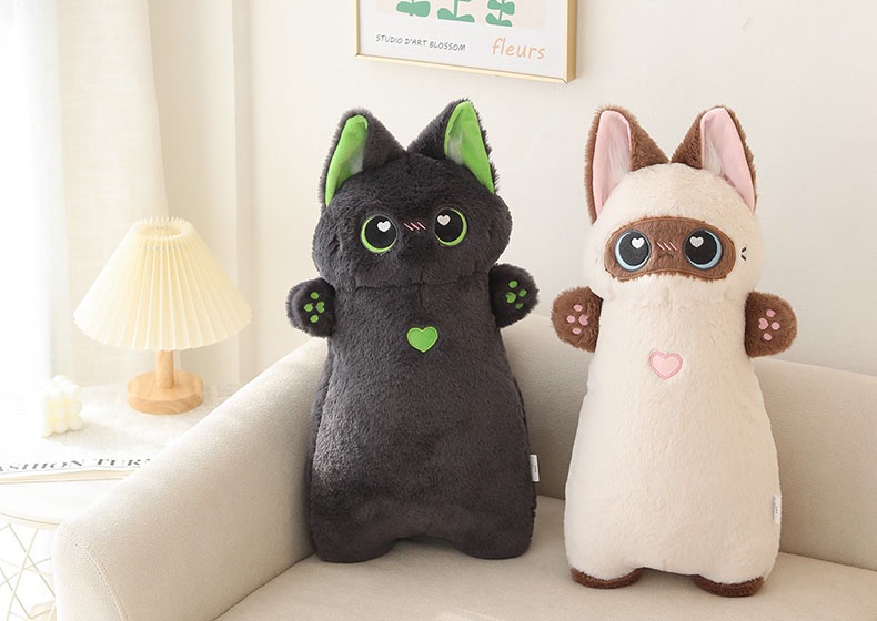 Kawaii 53cm Cartoon Cat Stuffed Dolls Girls Boys Soft Animal Reading ...