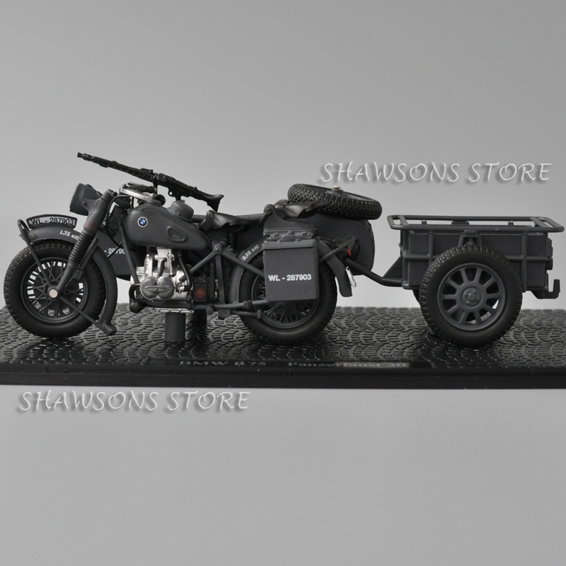 1:24 Scale Diecast Military Model Toy BMW R75 Panzerfaust 30 Sidecar ...