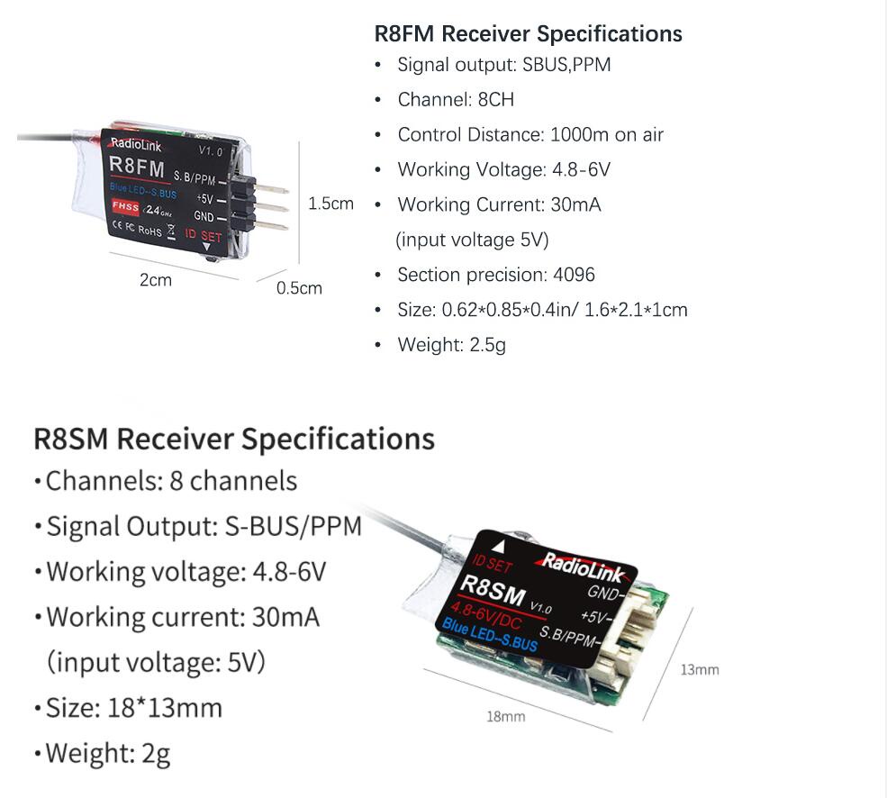 Radiolink T8S 2.4G 8CH RC Remote Transmitter with R8EF Receiver Handle ...