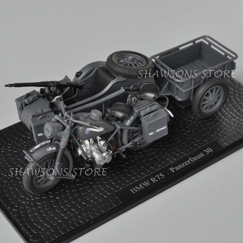 1:24 Scale Diecast Military Model Toy BMW R75 Panzerfaust 30 Sidecar ...