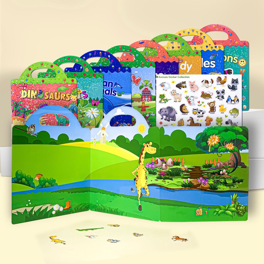 Reusable Sticker Books Kids Travel Toy Removable Sticker Books Baby ...