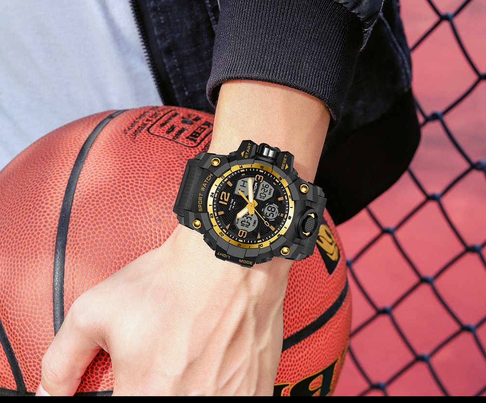 SANDA Waterproof Military Sport Men's watches Dual Display ...
