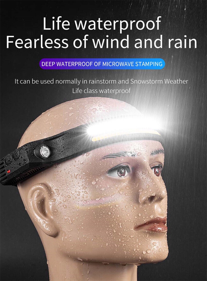 COB LED Sensor Headlight USB Mini Flashlight Lantern Headlight Small ...